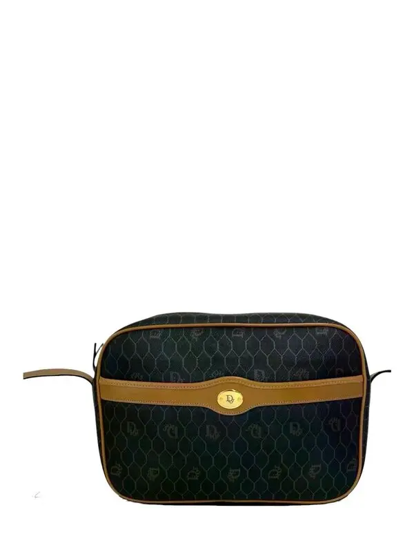 Dior 20th Century Honeycomb Coated Canvas Crossbody Bag - Black