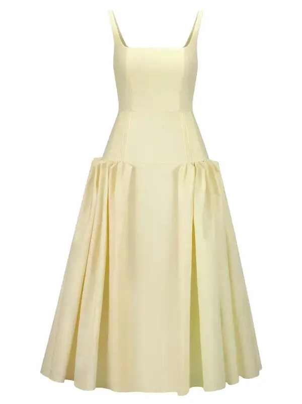 THE ARKOW Sienna Pleated-waist Midi Dress - Yellow