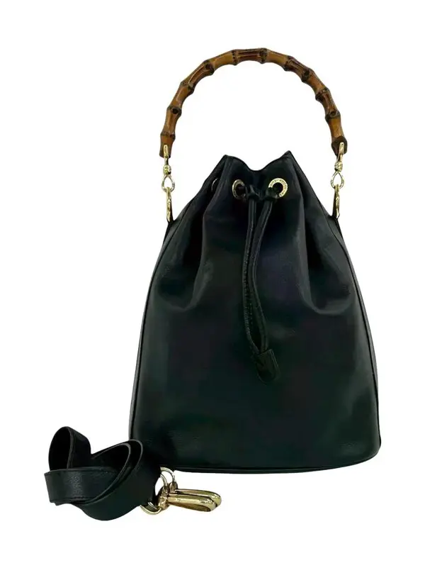 Gucci 20th Century Calfskin Bamboo Satchel - Black