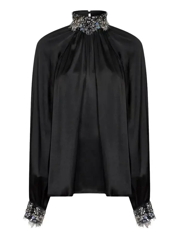 ALINA Bead And Sequin Embellished Blouse - Black