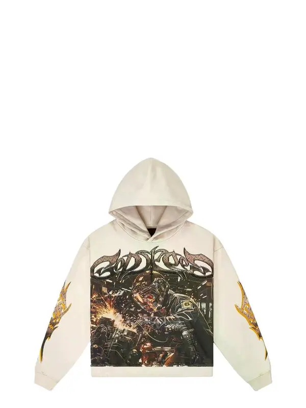 GODSPEED Graphic-print Long-sleeve Hoodie - Neutrals