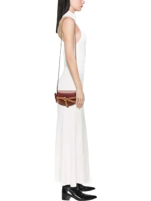 Loewe 2019 Mini Tricolor Leather Gate Crossbody Bag - Red