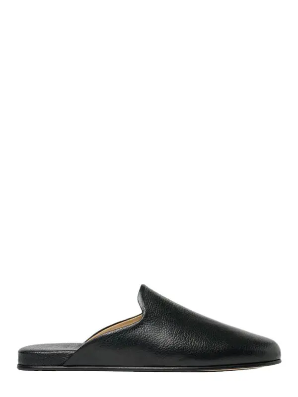 SCAROSSO Atlas Travel Leather Slippers - Black