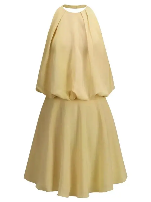THE ARKOW Camille Halterneck Mini Dress - Yellow