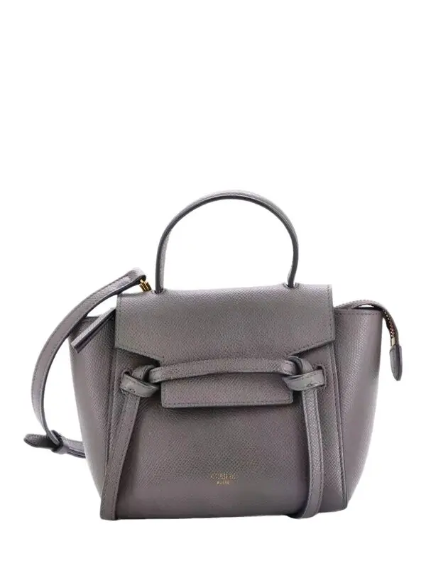 Celine Belt Bag Textured Leather Pico Shoulder Bag - Grey