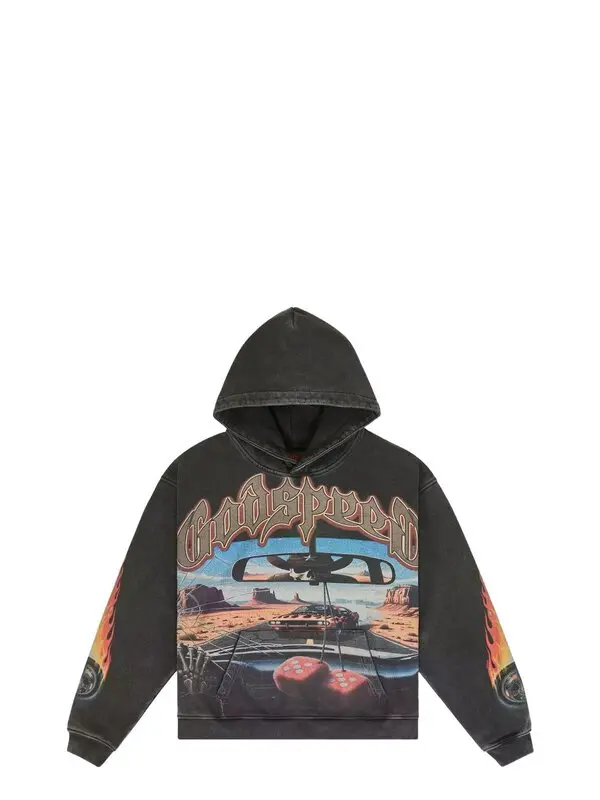 GODSPEED Graphic-print On The Run Hoodie - Black