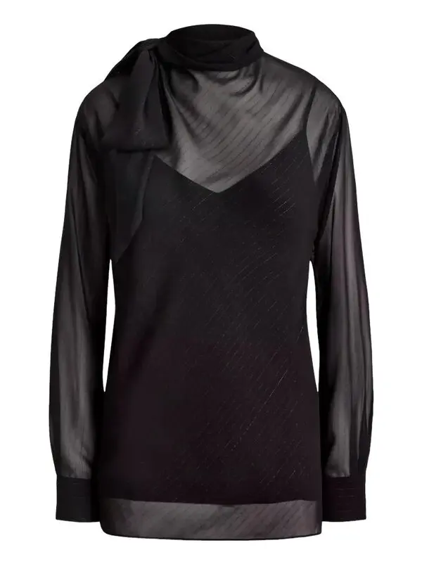 Ralph Lauren Sheer Pinstripe-pattern Blouse - Black
