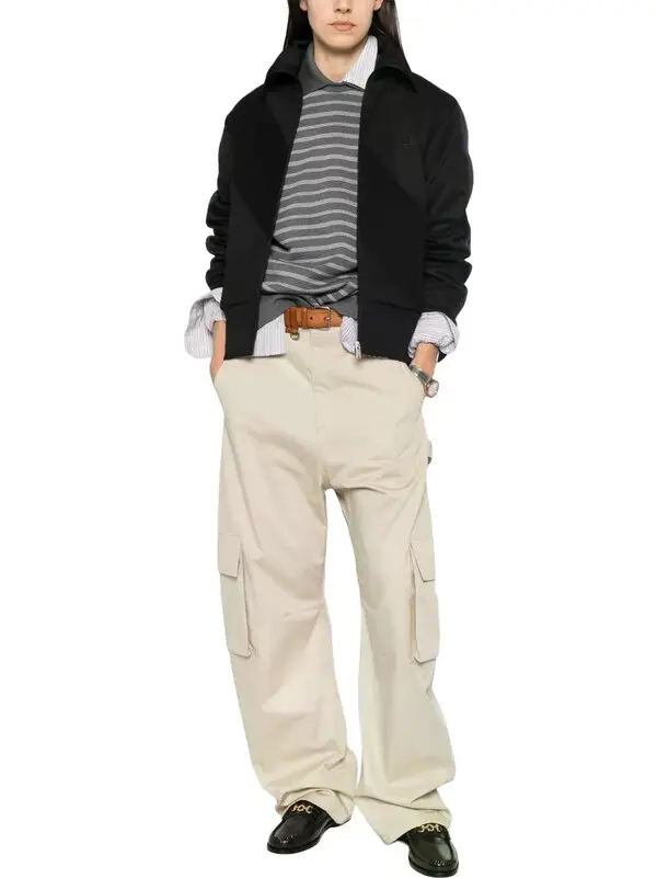 WALES BONNER Side-stripe Zip-up Sweatshirt - Black