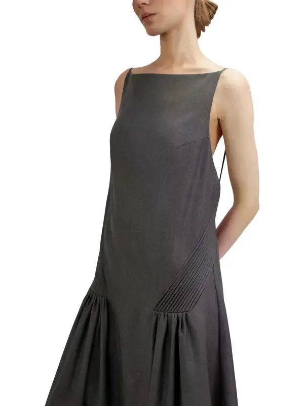 THE ARKOW Vera Open-back Pleated Maxi Dress - Grey