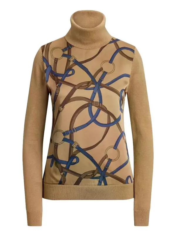 Ralph Lauren Belt Print Roll-neck Sweater - Brown