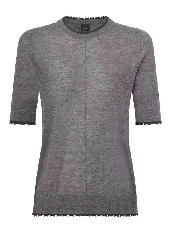 Pinko Short-sleeved T-shirt With Frayed Edges - Grey