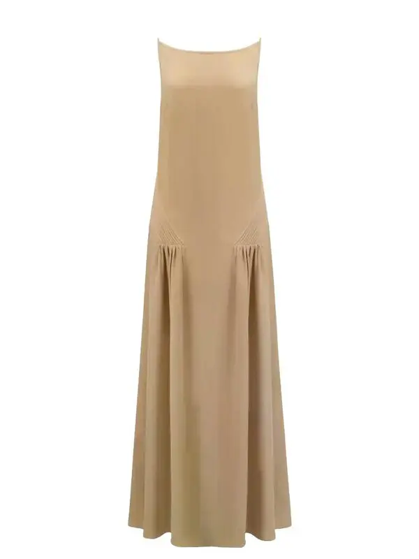 THE ARKOW Vera Pleated Silk Maxi Dress - Neutrals