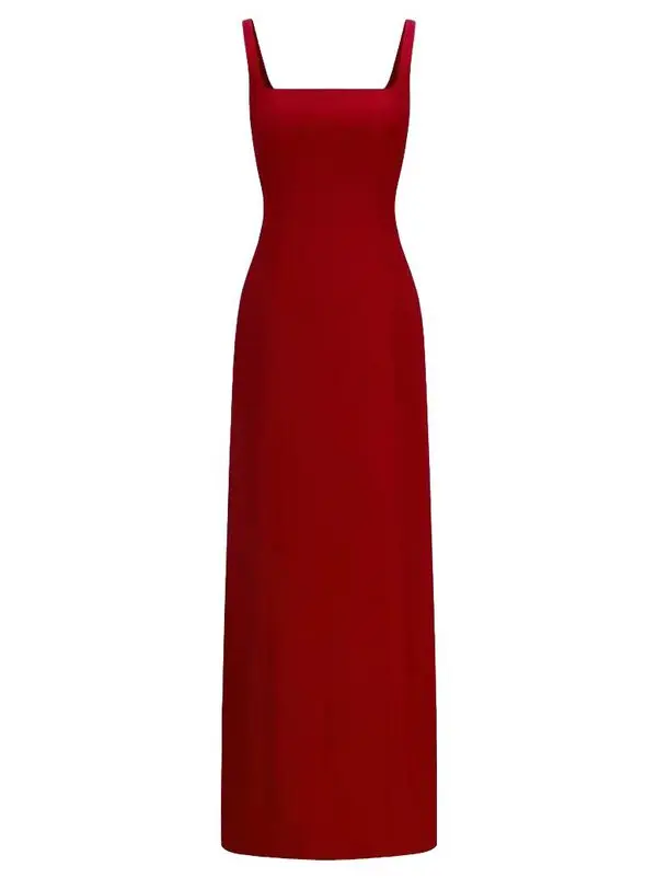 THE ARKOW Wanda Crepe Maxi Dress - Red