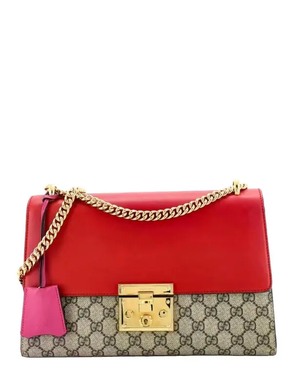 Gucci Padlock Gg Coated Canvas And Leather Medium Shoulder Bag - Red