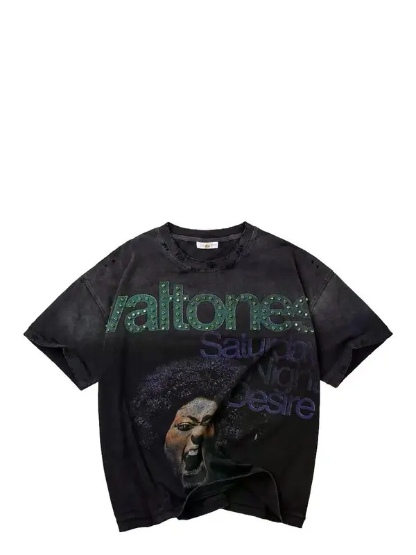 VALE FOREVER Embellished Graphic-print T-shirt - Black