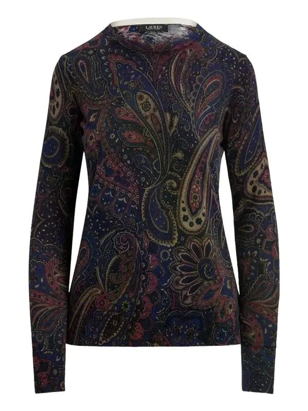 Ralph Lauren Paisley Print Long Sleeve Sweater - Blue