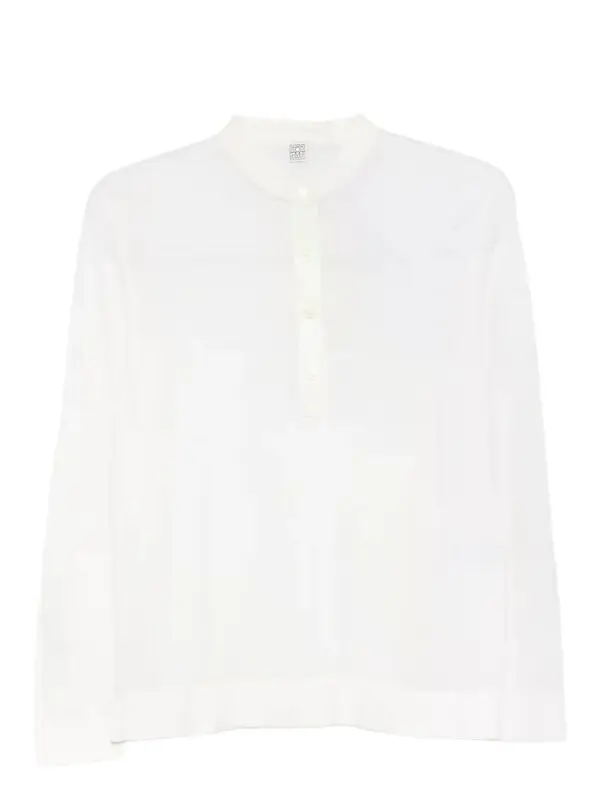 TOTEME Button-placket Long-sleeve Sweater - White