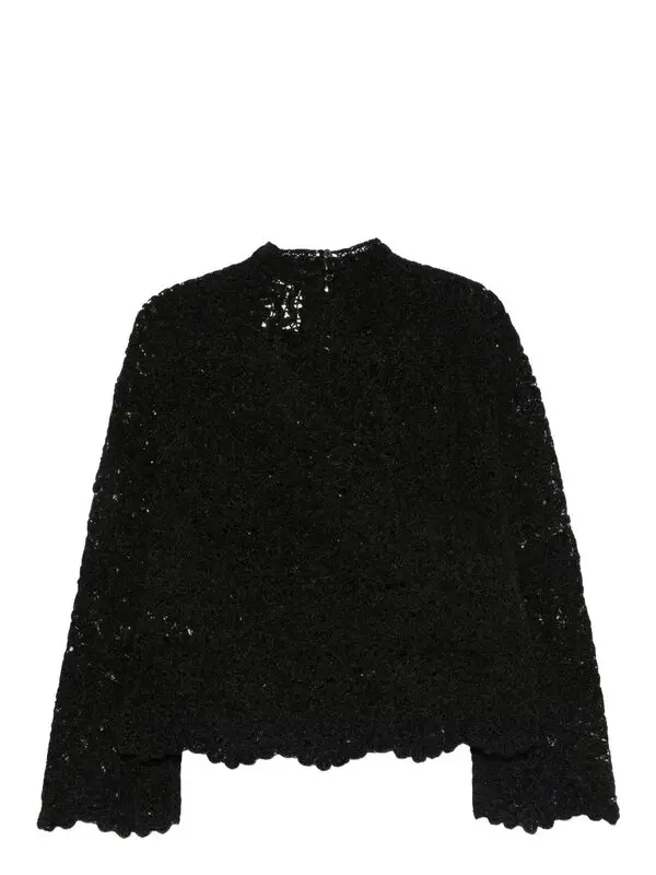 SEMICOUTURE Crochet Scalloped-edge Jumper - Black