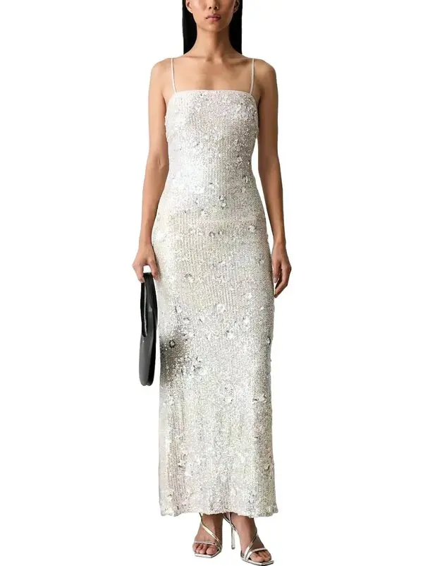 Bardot Sinclaire Sequin-embellished Floral Motif Maxi Dress - Silver