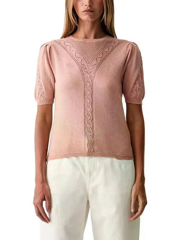 TWINSET Wool-blend Punched-knit Jumper With Decorative Openwork - Pink