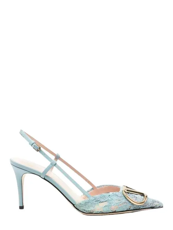 Valentino Garavani Lace Panel Slingback Pumps - Blue