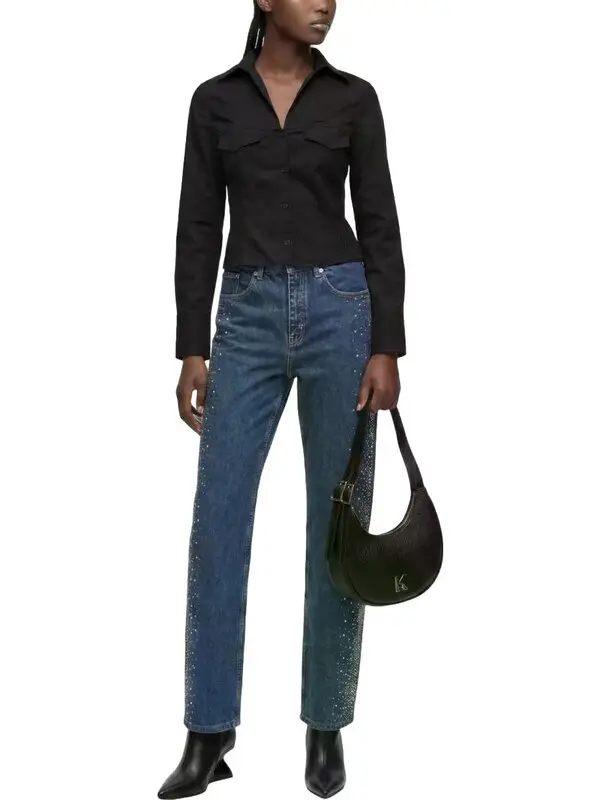 Karl Lagerfeld Crystal-embellished Straight-leg Jeans - Blue