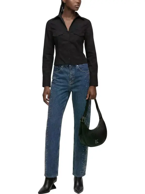 Karl Lagerfeld Crystal-embellished Straight-leg Jeans - Blue