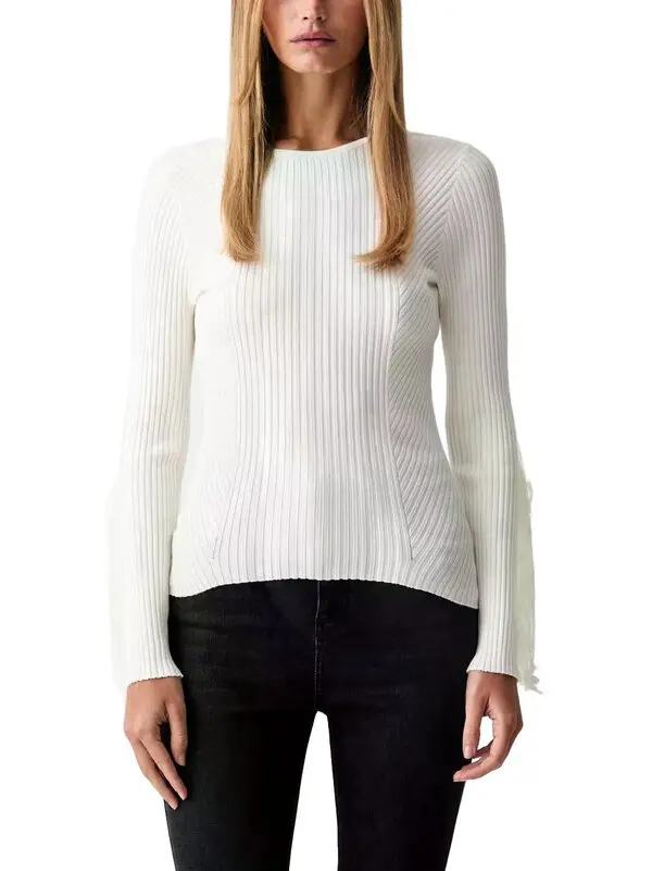 TWINSET Ribbed Sweater With Lace Trim - White