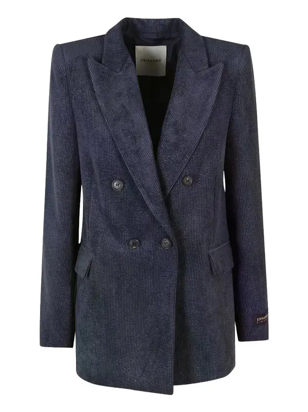 ERMANNO FIRENZE Glitter-effect Corduroy Jacket - Blue