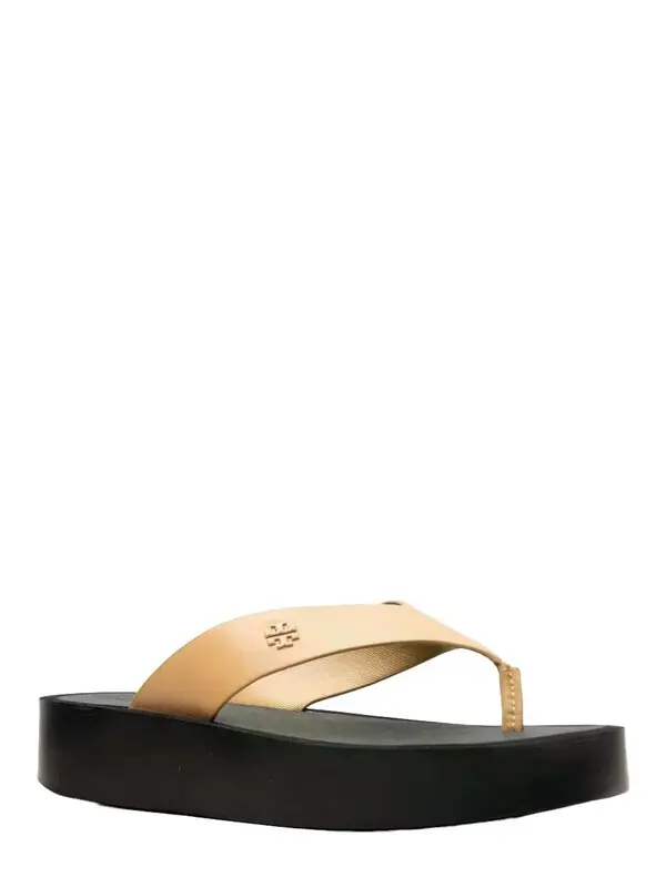 Tory Burch Leather Platform Sandals - Neutrals