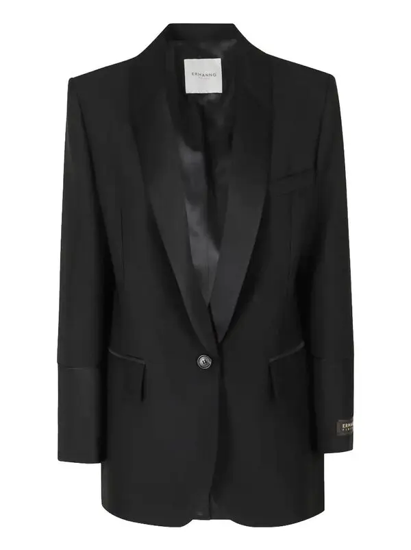 ERMANNO FIRENZE Single-breasted Peak-lapel Blazer - Black