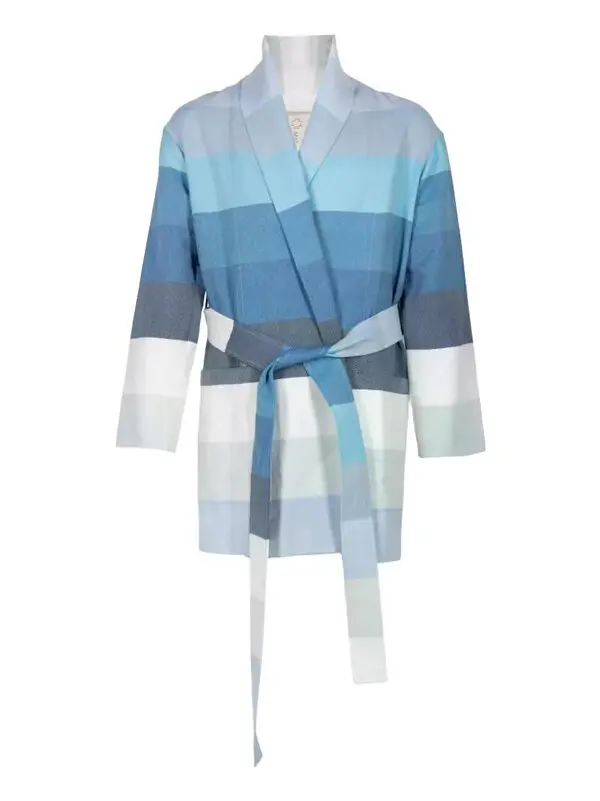 MARRAKSHI LIFE Striped Belted Jacket - Blue
