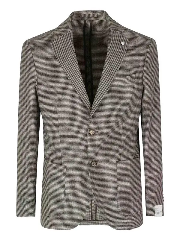 L.B.M. Houndstooth-pattern Single-breasted Blazer - Brown