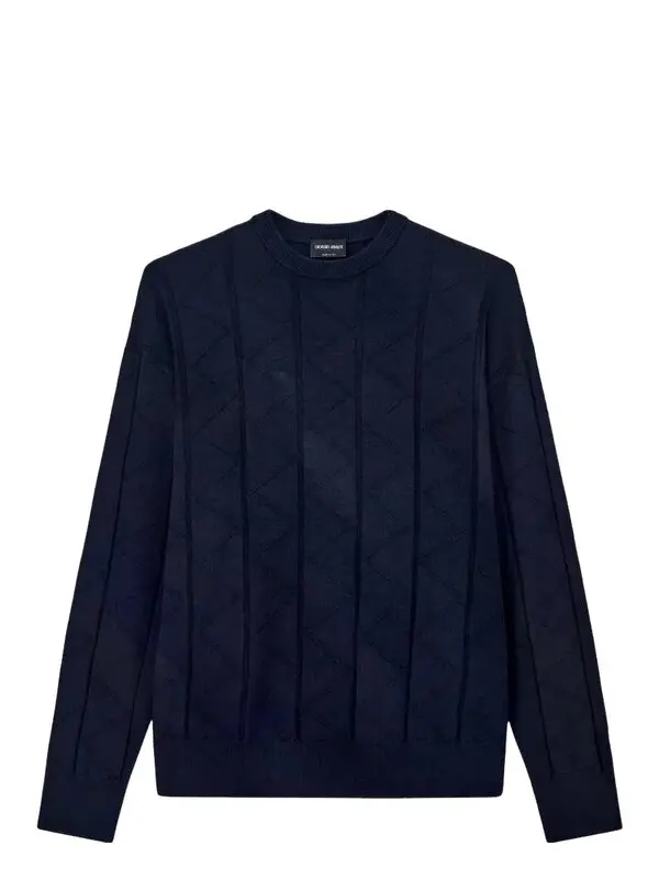 Giorgio Armani Geometric Pattern Crew Neck Sweater - Blue