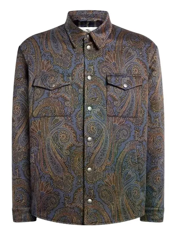 Etro Cotton-blend Jacquard Overshirt With Paisley Motif - Blue
