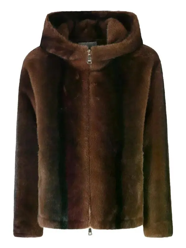 ERMANNO FIRENZE Faux-fur Hooded Jacket - Brown