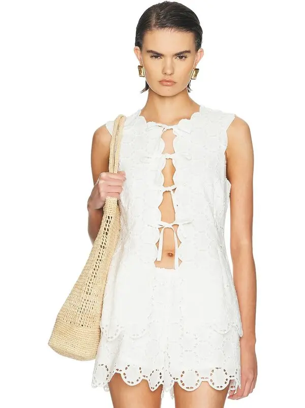 SIMONMILLER Delilah Eyelet Tie Top - Macadamia