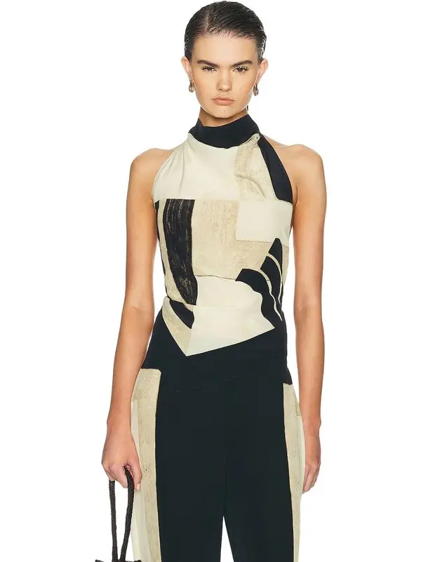 SIR. Sona Halter Tie Top - Geo Scape