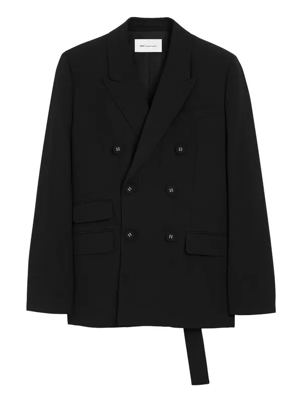 AMI Paris Double Breasted Wool Blazer - Black