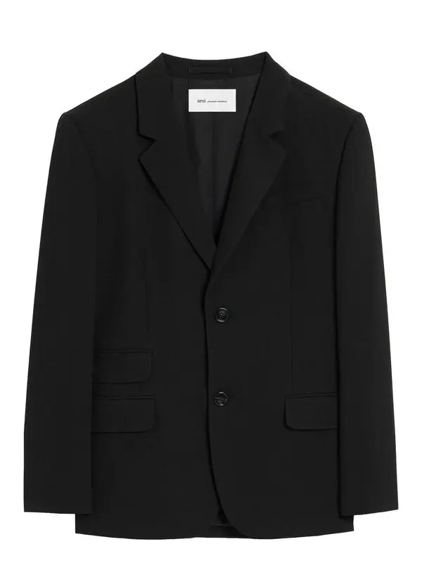 AMI Paris Single Breasted Straight-fit Wool Blazer - Black