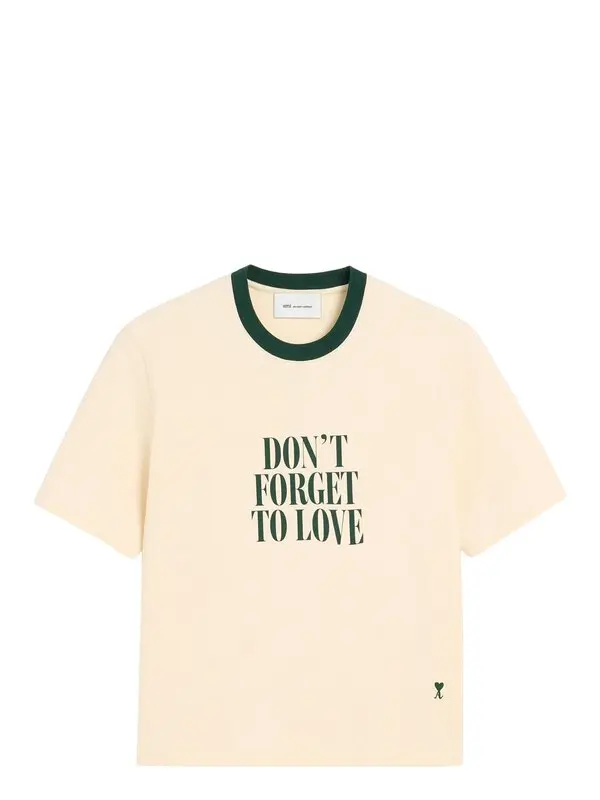 AMI Paris Ecru Printed Cotton 'don't Forget To Love' T-shirt White - Ivory