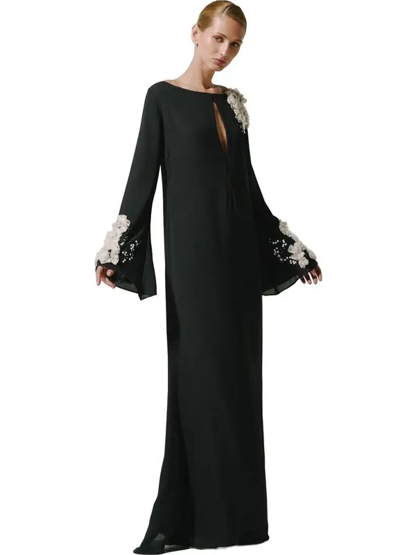 BAOBAB Kemet Maxi Dress With Embellished Bell Sleeves - Noir