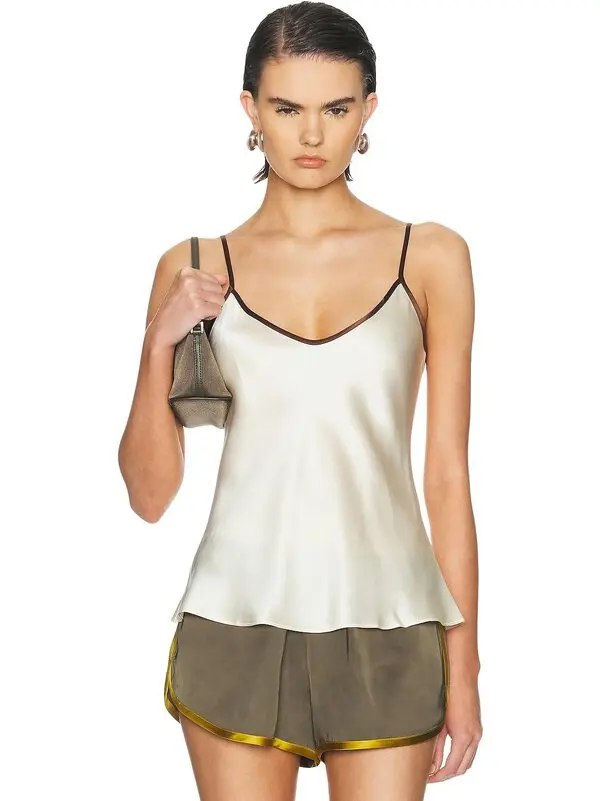Comme Si Silk Bias Cami Top In Ivory - Cream