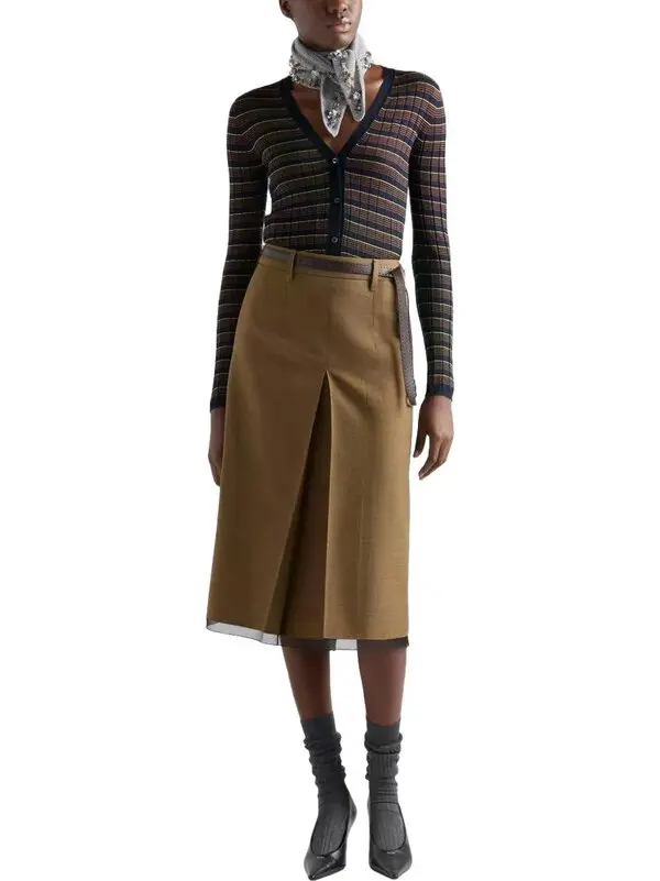 Prada Striped Cashmere And Silk V-neck Cardigan - Blue