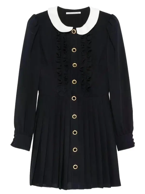Alessandra Rich Ruffled Pleated Mini Dress - Blue