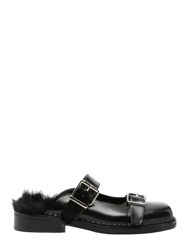 Simone Rocha Faux-fur Buckle Mules - Black