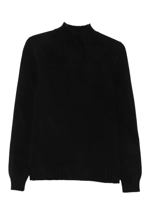 Fedeli Ribbed-knit High-neck Pullover - Black