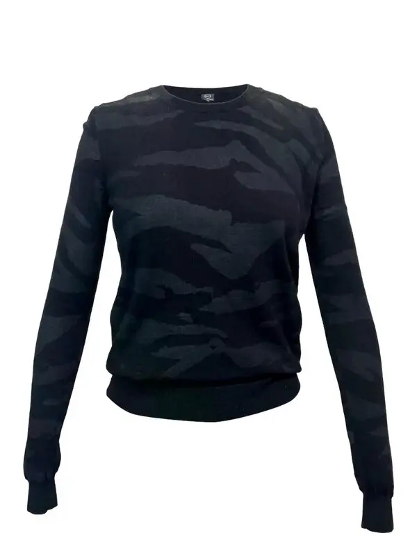 Alexander McQueen Graphic Print Crew Neck Long Sleeve Sweater - Black