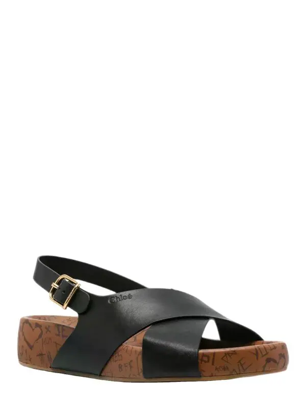 Chloé Crossover Strap Platform Sandals - Black