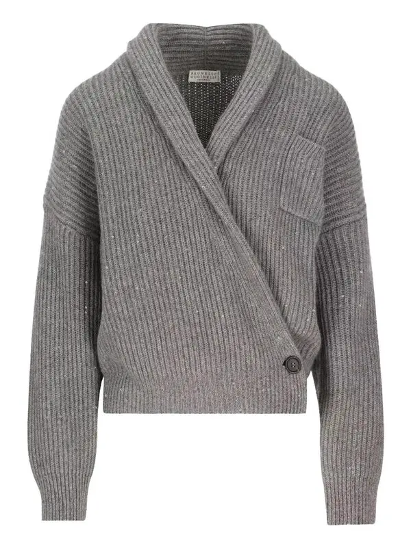 Brunello Cucinelli Sequin-embellished Wrap Sweater - Grey